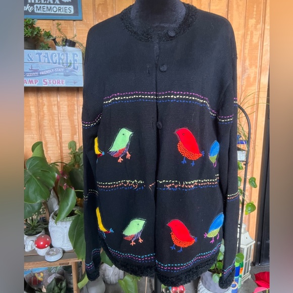 Sweaters | Vintage Great Cavalier Birds Embroideredcardigan Sweater ...
